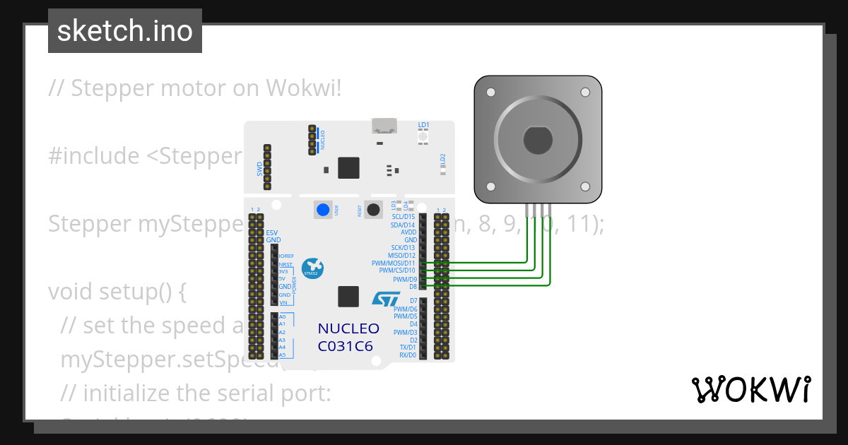 stepper motor - Wokwi ESP32, STM32, Arduino Simulator