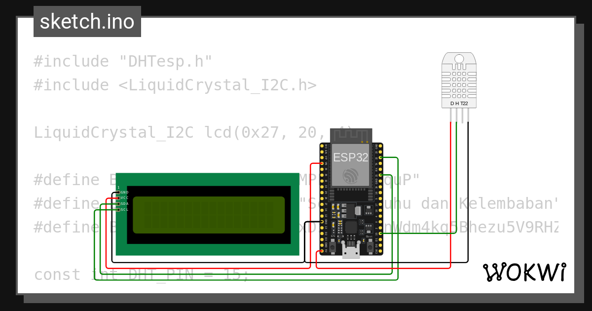 Sensor Suhu Dan Kelembaban Wokwi Esp32 Stm32 Arduino Simulator 7841