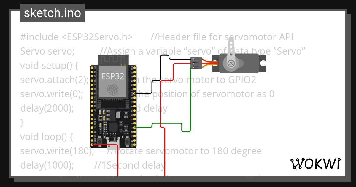 Servo motor p:6 - Wokwi ESP32, STM32, Arduino Simulator