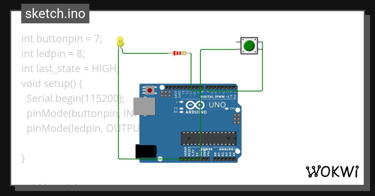 WEEK 3: LED control Using Switch - Wokwi ESP32, STM32, Arduino Simulator