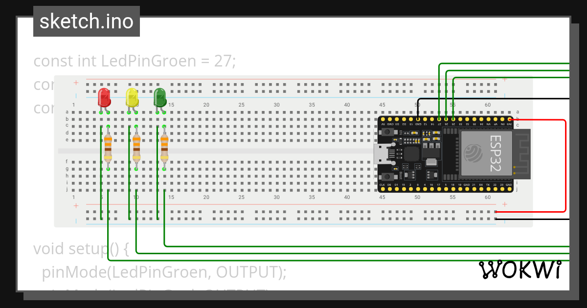 Verkeerslicht - Wokwi ESP32, STM32, Arduino Simulator