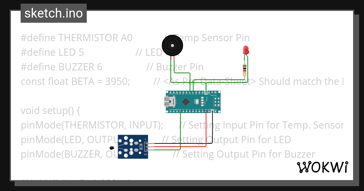 Analog temperature using nano - Wokwi ESP32, STM32, Arduino Simulator