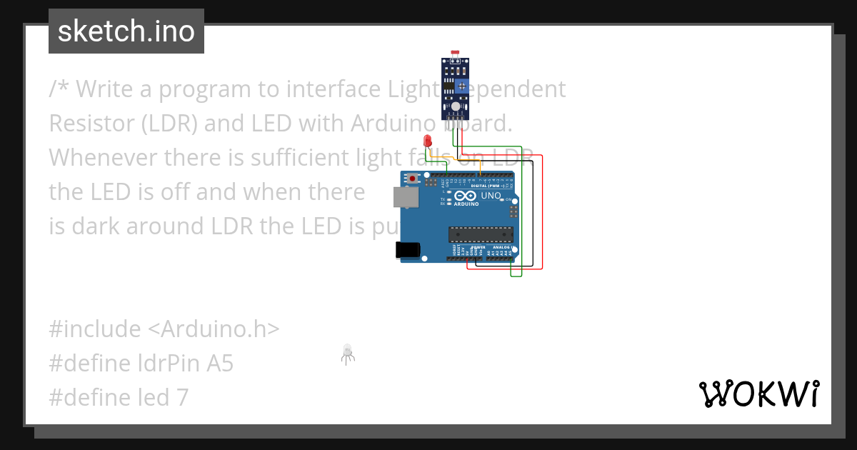 LDR WIT - Wokwi ESP32, STM32, Arduino Simulator