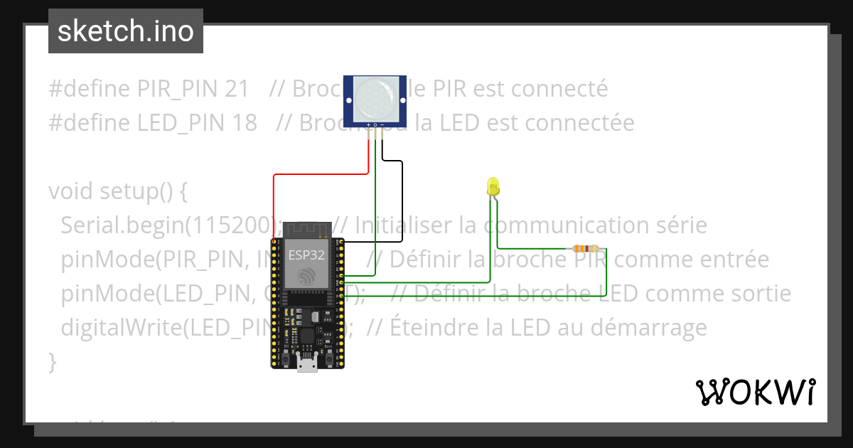 pir project - Wokwi ESP32, STM32, Arduino Simulator