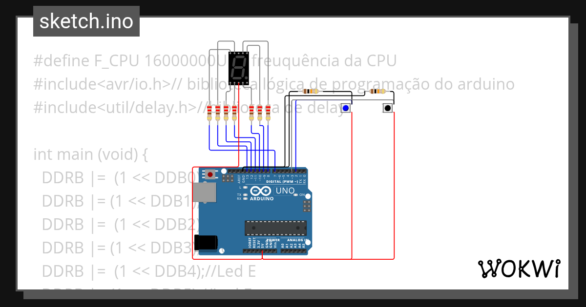 Display 7 segmentos - Wokwi ESP32, STM32, Arduino Simulator