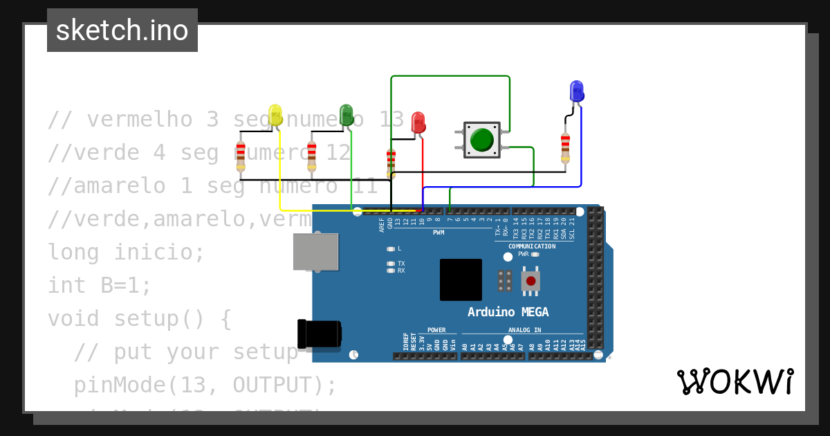 Semaforo Led Azul Wokwi Esp32 Stm32 Arduino Simulator 2785