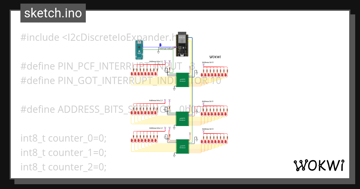 i2C_3chip_16bit_Multiplexer - Wokwi ESP32, STM32, Arduino Simulator
