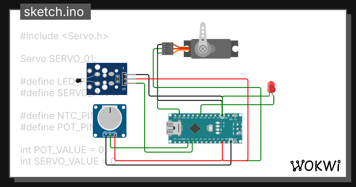 PROJECT_01_SERVO_POT_NTC_LED - Wokwi ESP32, STM32, Arduino Simulator