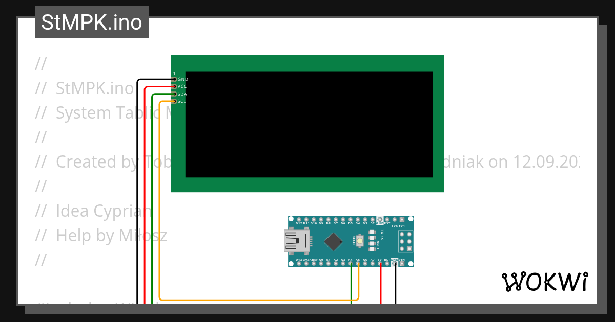 System Tablic MPK - Wokwi ESP32, STM32, Arduino Simulator