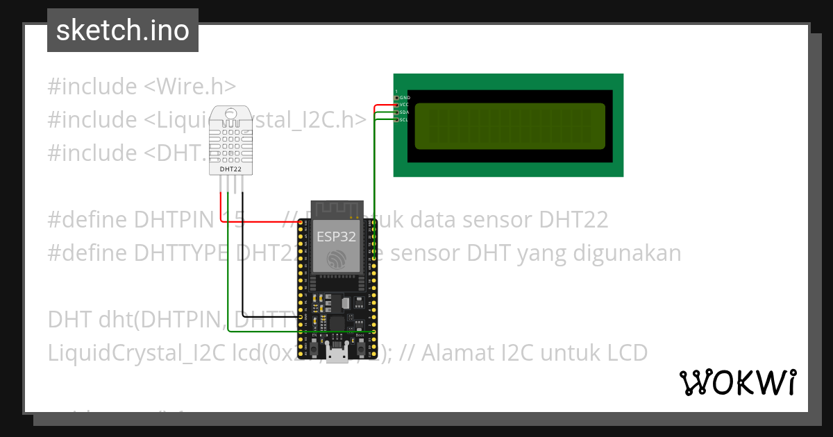 projek 1 monitoring suhu dan kelembapan - Wokwi ESP32, STM32, Arduino Simulator