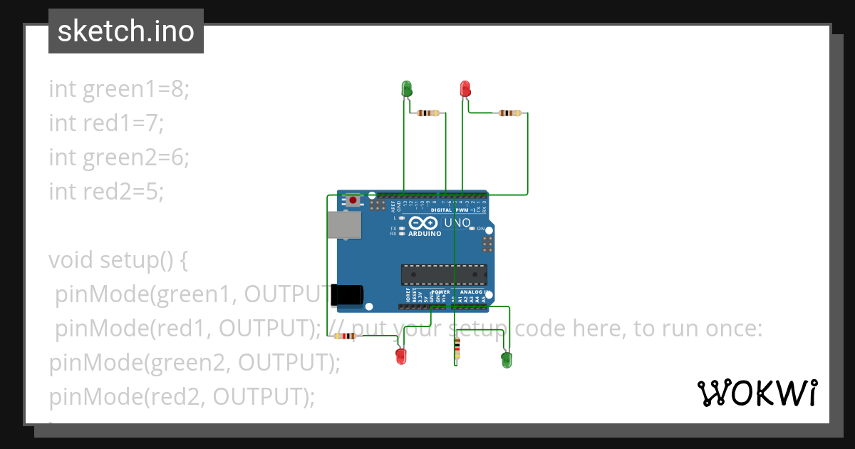 TRAFFIC SIGNAL WITHOUT YELLOW - Wokwi ESP32, STM32, Arduino Simulator TRAFFIC SIGNAL WITHOUT YELLOW - Wokwi ESP32, STM32, Arduino Simulator