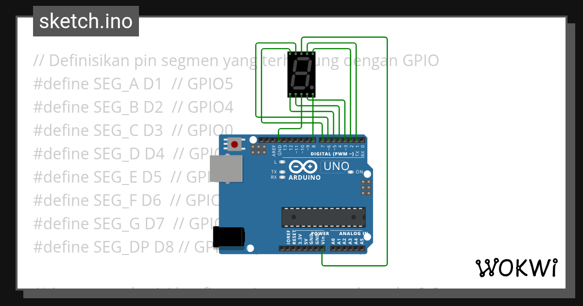 SevSeg - Wokwi ESP32, STM32, Arduino Simulator