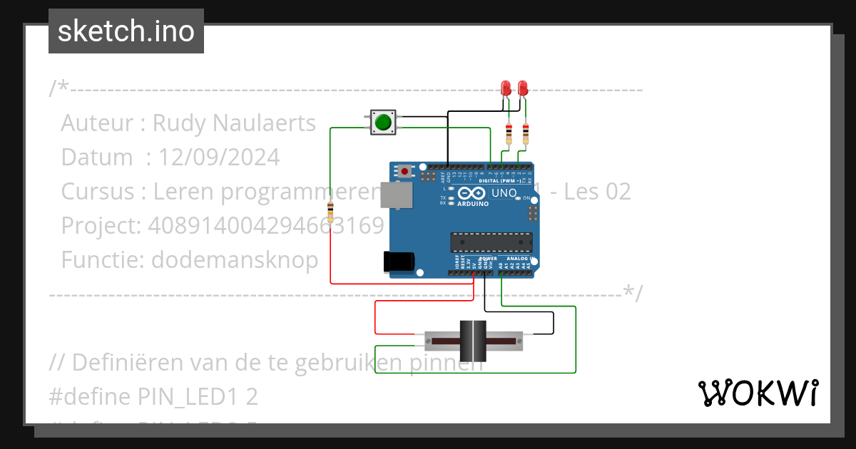 Arduino 1 - Les 02 - Wokwi ESP32, STM32, Arduino Simulator