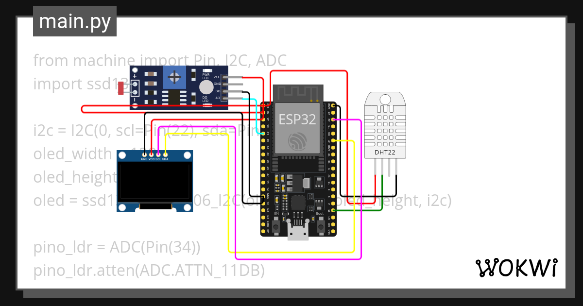 Display OLED 3°D - Wokwi ESP32, STM32, Arduino Simulator