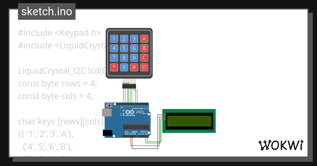 keypad and lcd interfacing basic Copy - Wokwi ESP32, STM32, Arduino Simulator