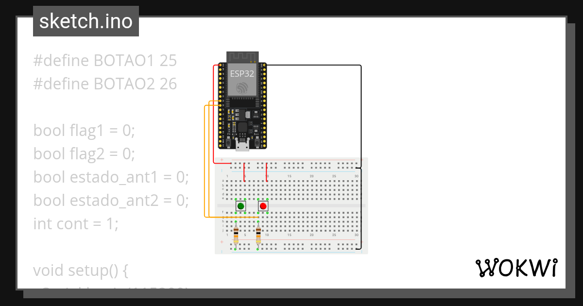 Contagem de minutos - ESP32 - Wokwi ESP32, STM32, Arduino Simulator