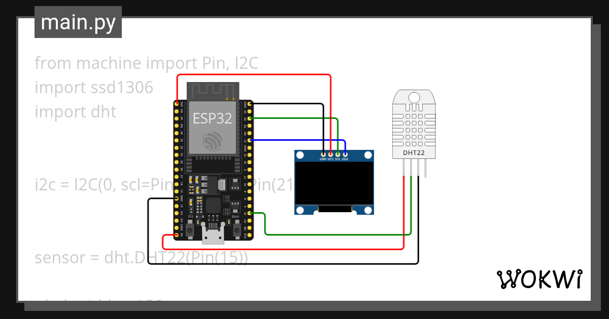 OLED and DHT11 for AJ - Wokwi ESP32, STM32, Arduino Simulator