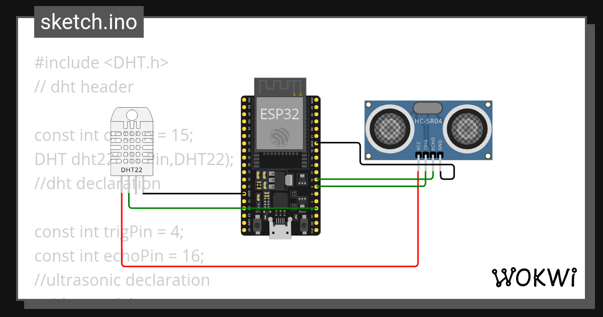 ultra sonic sensor - Wokwi ESP32, STM32, Arduino Simulator