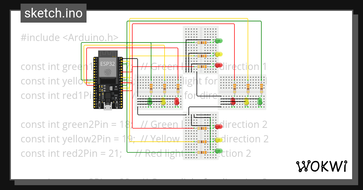 traffic light - Wokwi ESP32, STM32, Arduino Simulator