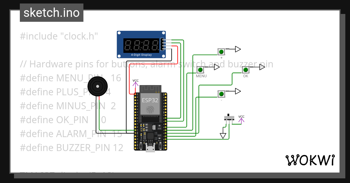 Alarm_Clock - Wokwi ESP32, STM32, Arduino Simulator