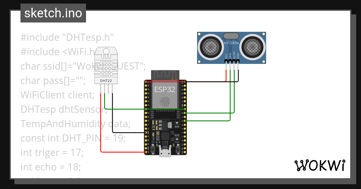 Ultrasonic And Dht Intergrated Wifi Wokwi Esp32 Stm32 Arduino Simulator 8490