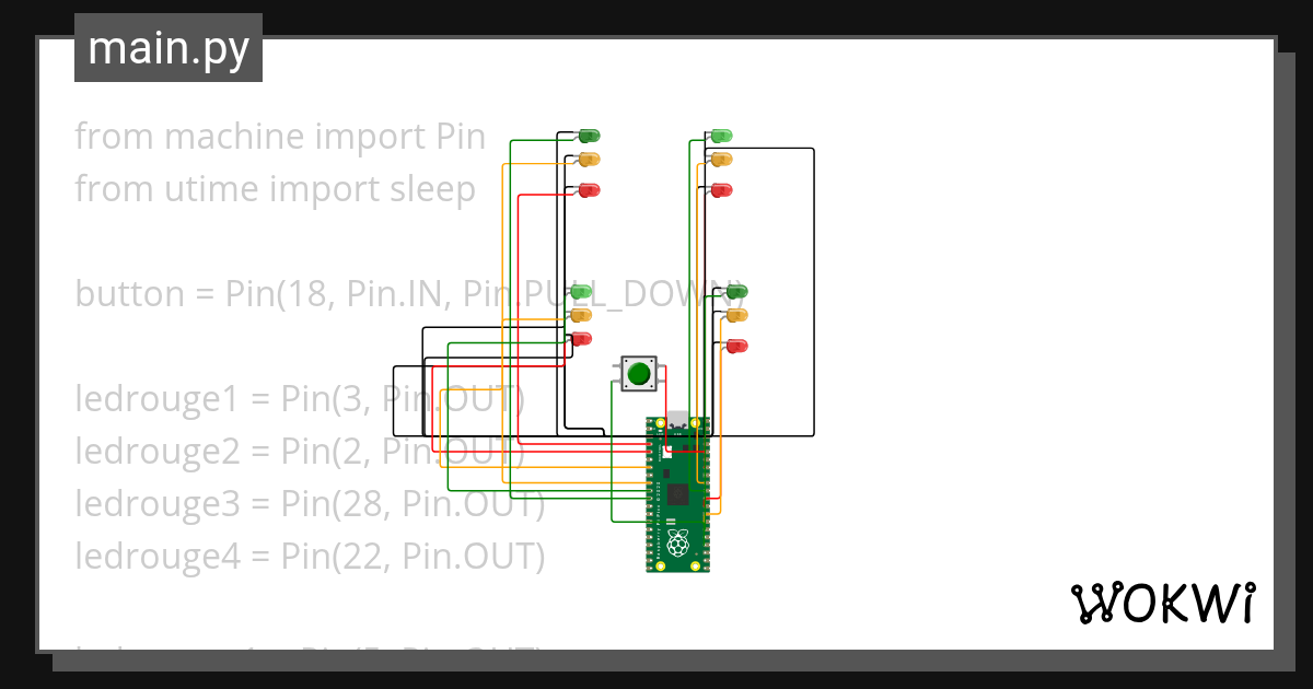 feu rouge + pir - Wokwi ESP32, STM32, Arduino Simulator