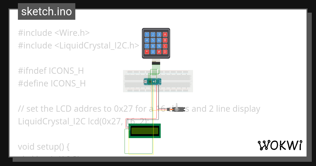 SAFE LOCK - LCD I2C with Arduino nano - Wokwi ESP32, STM32, Arduino Simulator