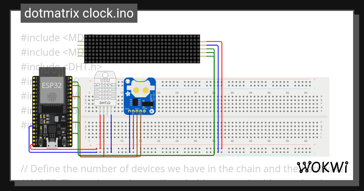 dotDisplay_matrix_clock_Mantovas - Wokwi ESP32, STM32, Arduino Simulator