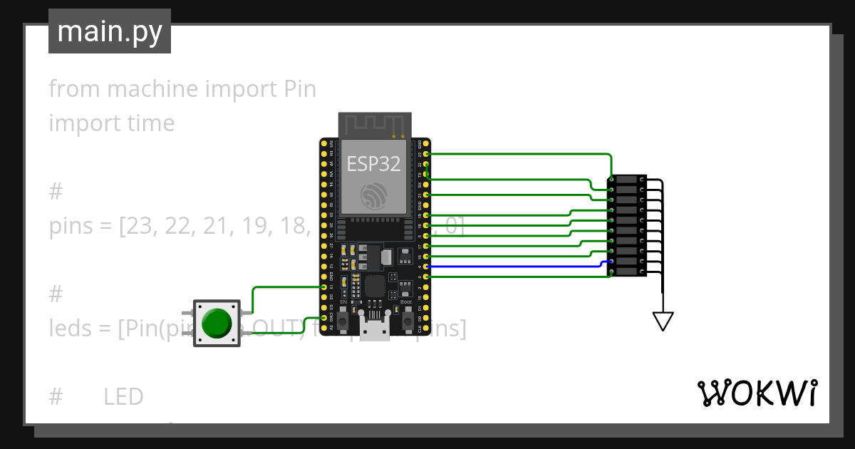 按鈕控制LED - Wokwi ESP32, STM32, Arduino Simulator