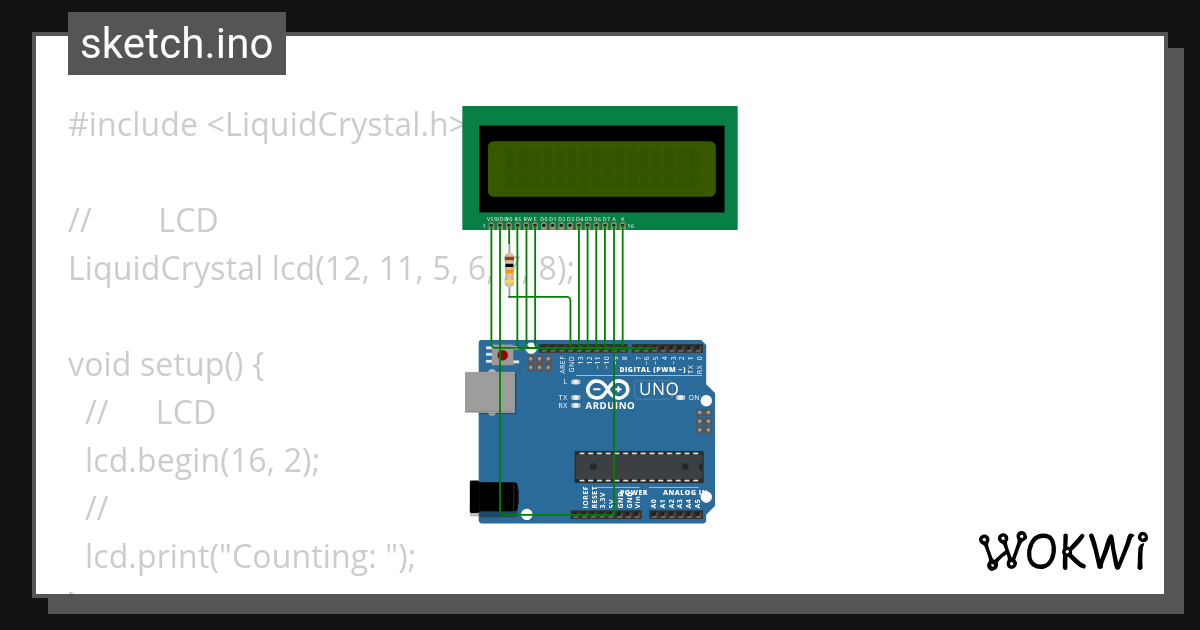 Lcd1602数码管显示0 9 Wokwi Esp32 Stm32 Arduino Simulator