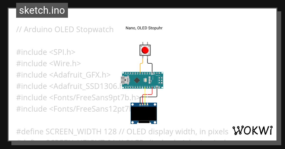 Nano OLED Stopuhr - Wokwi ESP32, STM32, Arduino Simulator