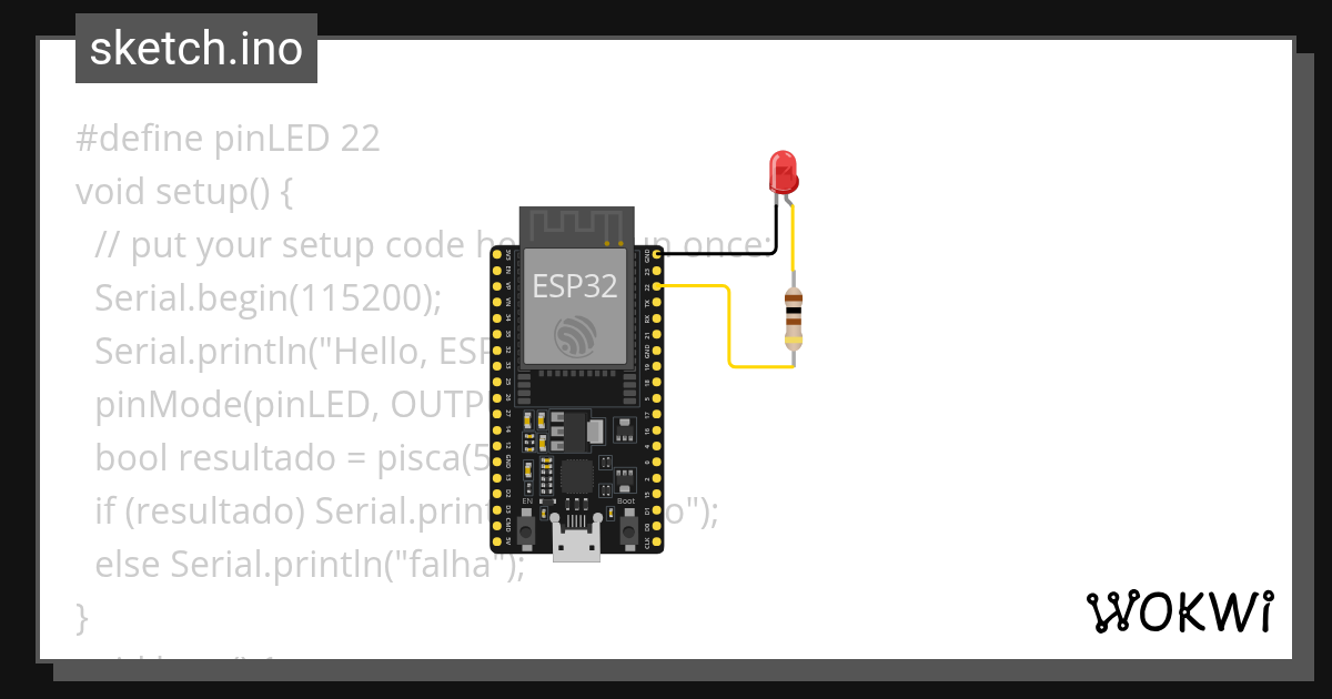 Primeira Funcao Wokwi Esp32 Stm32 Arduino Simulator 