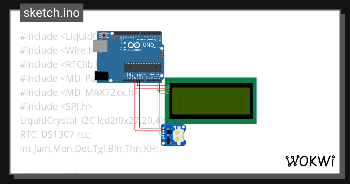 lcd 12c rtc - Wokwi ESP32, STM32, Arduino Simulator