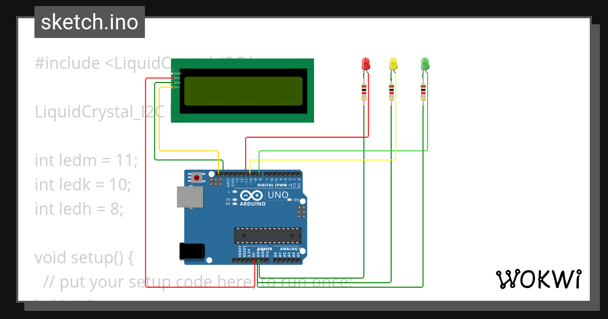project LCD I2C_LED_devi - Wokwi ESP32, STM32, Arduino Simulator