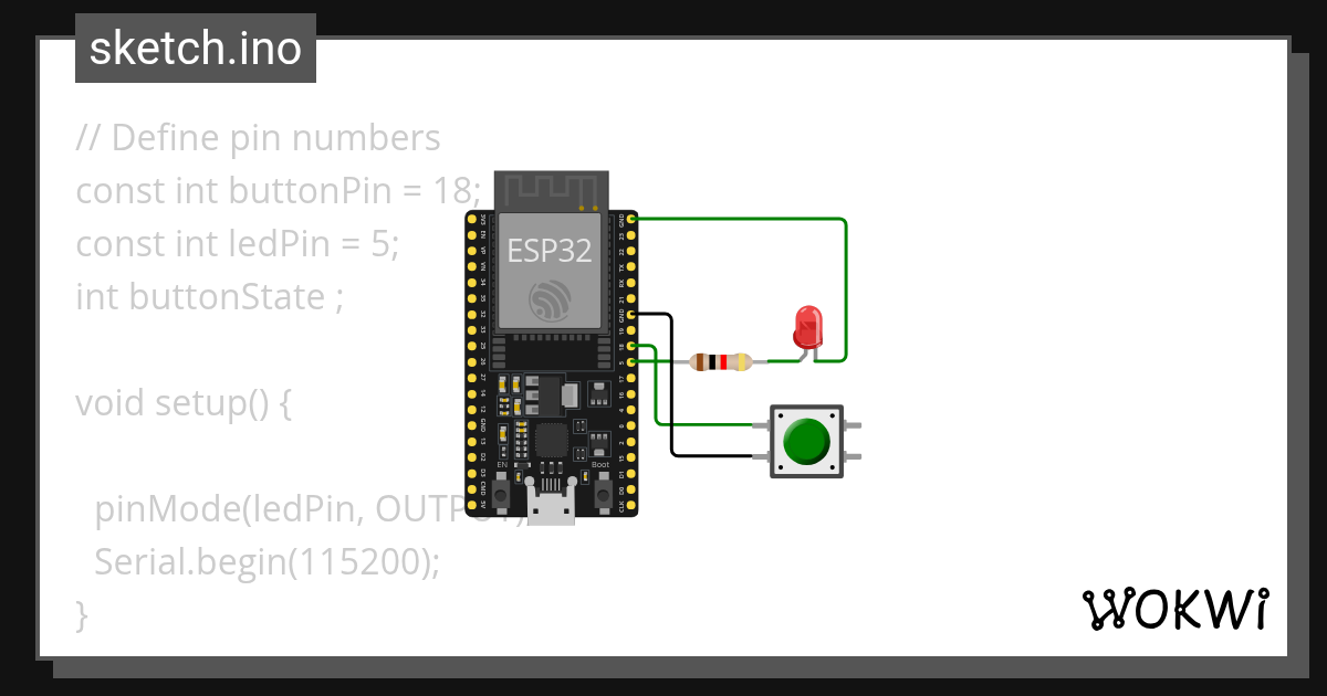 Led with external resistor - Wokwi ESP32, STM32, Arduino Simulator