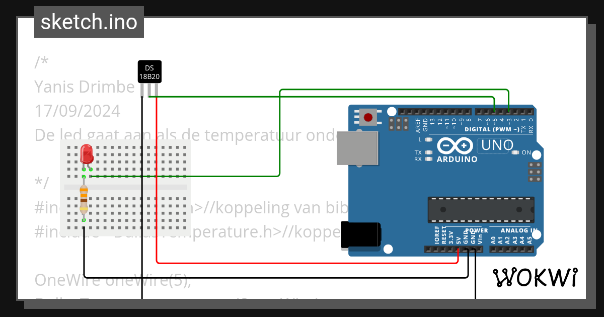 Temperatuur sensor - Wokwi ESP32, STM32, Arduino Simulator