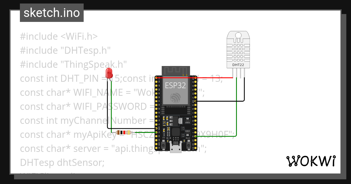 Dht22 With Thingspeak Wokwi Esp32 Stm32 Arduino Simulator