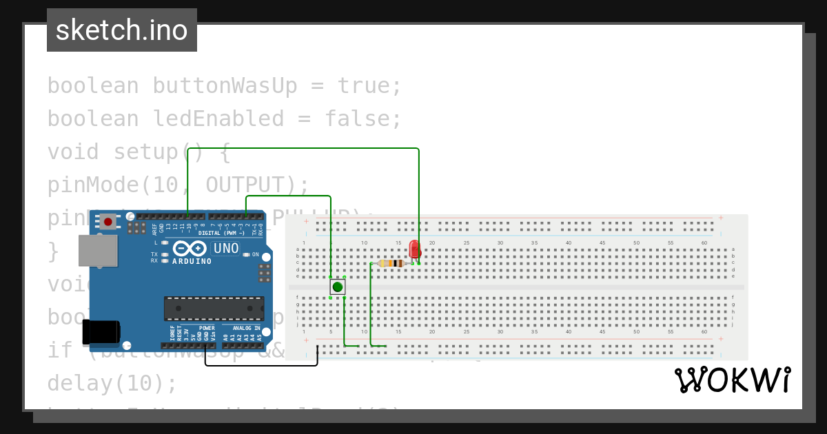 Светодиод по кнопке Wokwi Esp32 Stm32 Arduino Simulator 6950