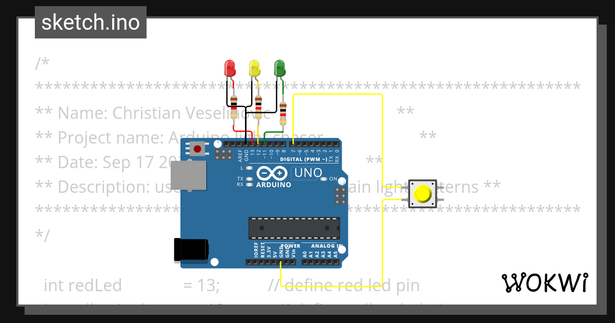 Arduino Light Chaser Wokwi Esp32 Stm32 Arduino Simulator 0322