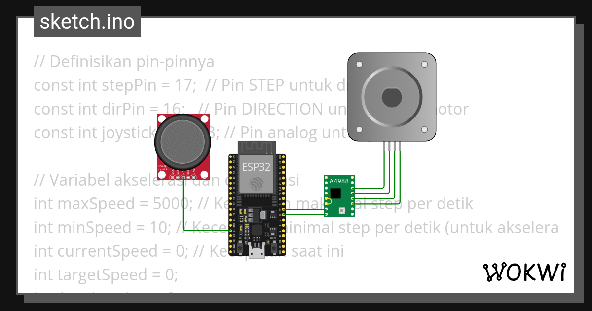 akselerasi deselerasi - Wokwi ESP32, STM32, Arduino Simulator