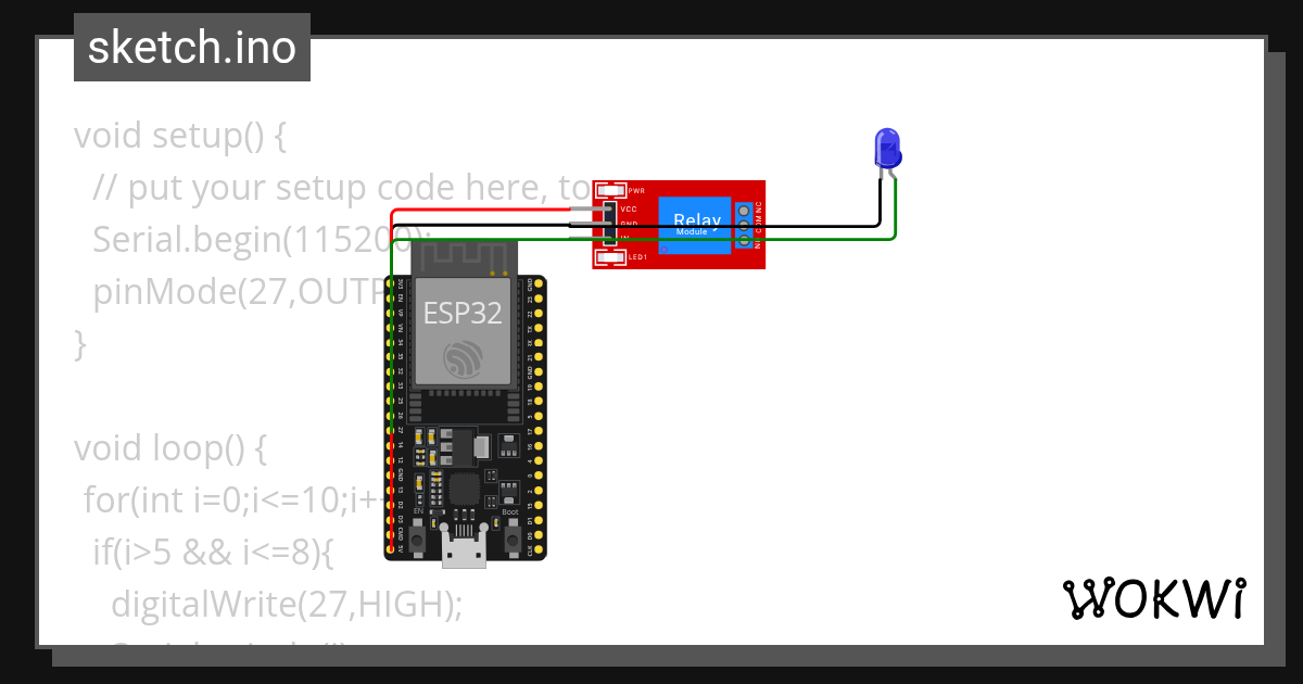 Relay with led Copy - Wokwi ESP32, STM32, Arduino Simulator