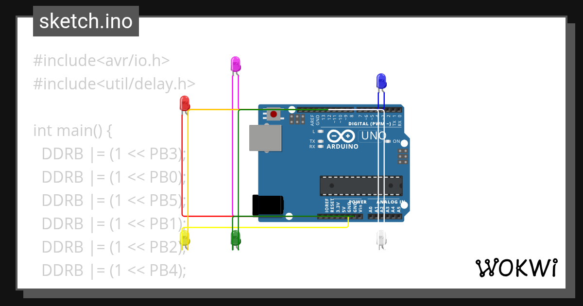 Multiple LED Blinking - Wokwi ESP32, STM32, Arduino Simulator