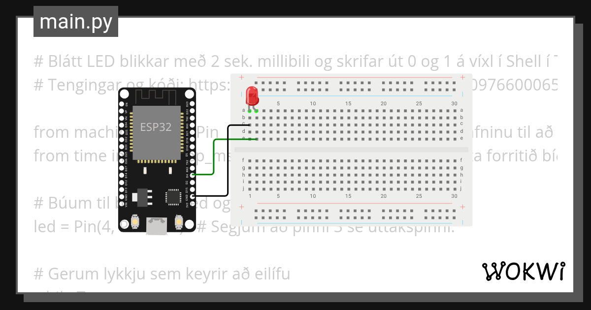 Blink og print - Wokwi ESP32, STM32, Arduino Simulator