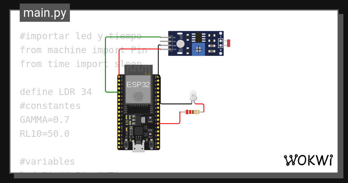 Fotoresistencia Py Wokwi Esp32 Stm32 Arduino Simulator 8665