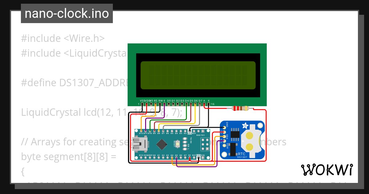 nano-clock.ino Copy - Wokwi ESP32, STM32, Arduino Simulator