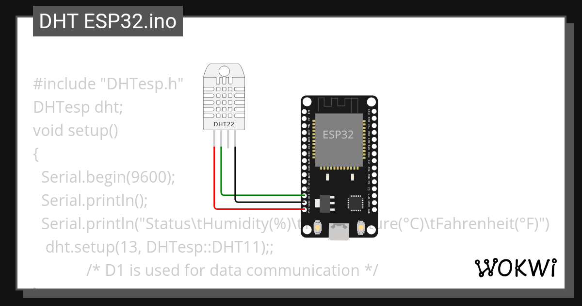 DHT ESP32.ino Copy - Wokwi ESP32, STM32, Arduino Simulator