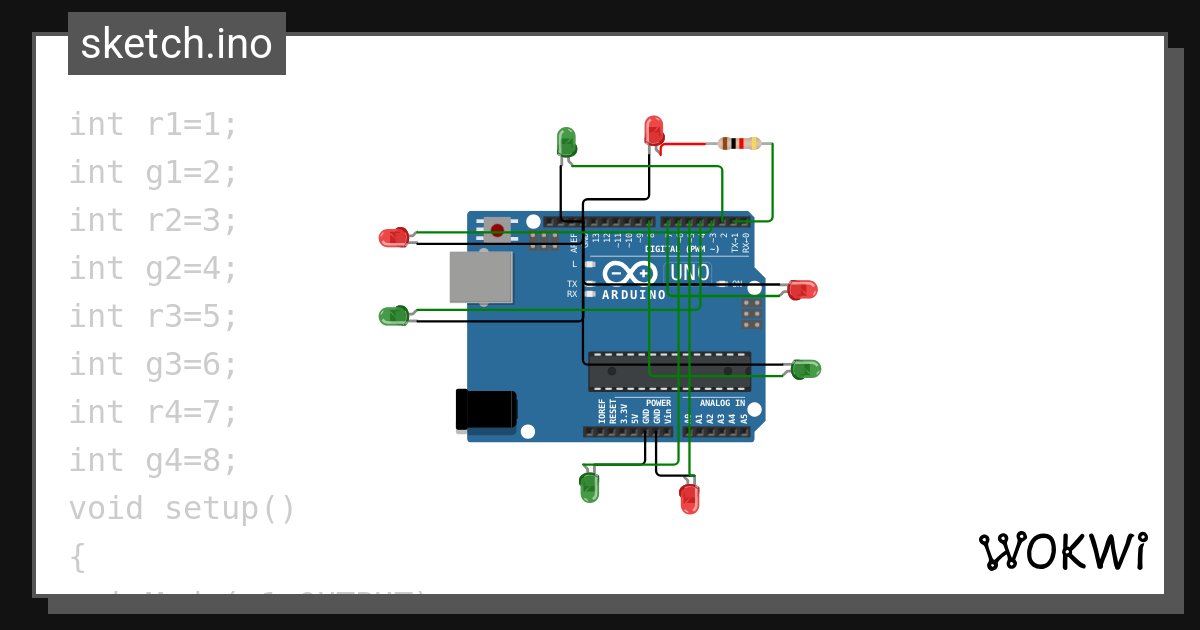 Traffic Signal Wokwi Esp32 Stm32 Arduino Simulator 