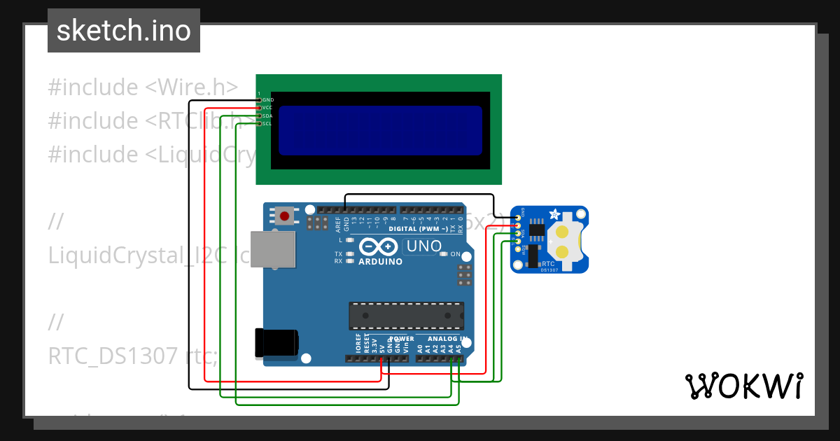 prj10_LCD RTC-RealTimeClock - Wokwi ESP32, STM32, Arduino Simulator