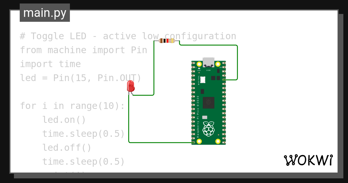 Toggle Led Pico Wokwi Esp32 Stm32 Arduino Simulator 6167