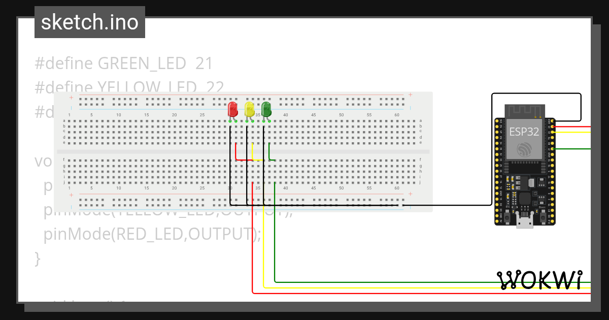ESP 32 Traffic light - Wokwi ESP32, STM32, Arduino Simulator
